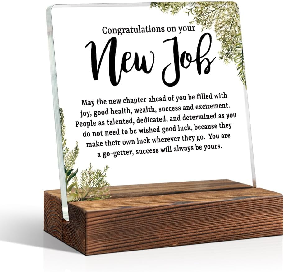 Congratulations On Your New Job Office Decor Sign, Flower Acrylic Desk ...