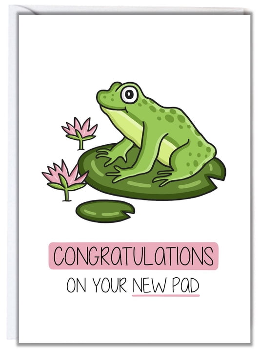 Congratulations on Your New Pad Frog Card – Cute Green Frog on Lily Pad ...