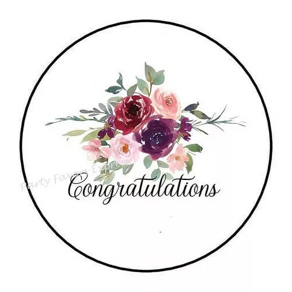 Congratulations Pink Rose Sticker Party Favor Sticker Envelope Seals ...