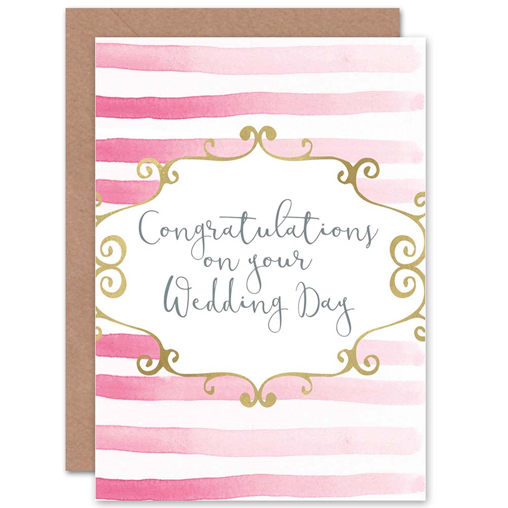 Congratulations Pink Stripes Greetings Card Plus Envelope Blank inside ...