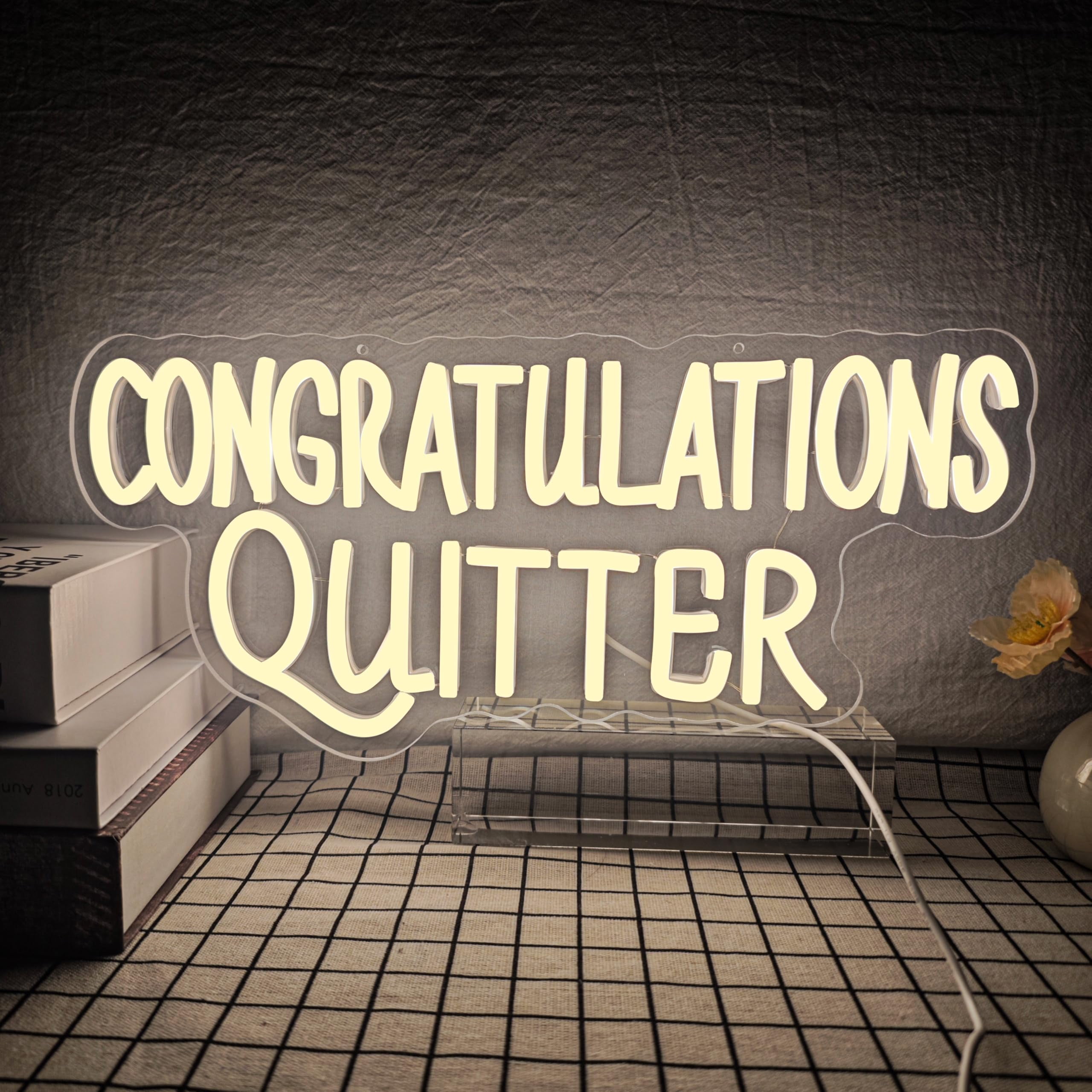 Congratulations Quitter Neon Signs for Wall Decor Dimmable Happy ...