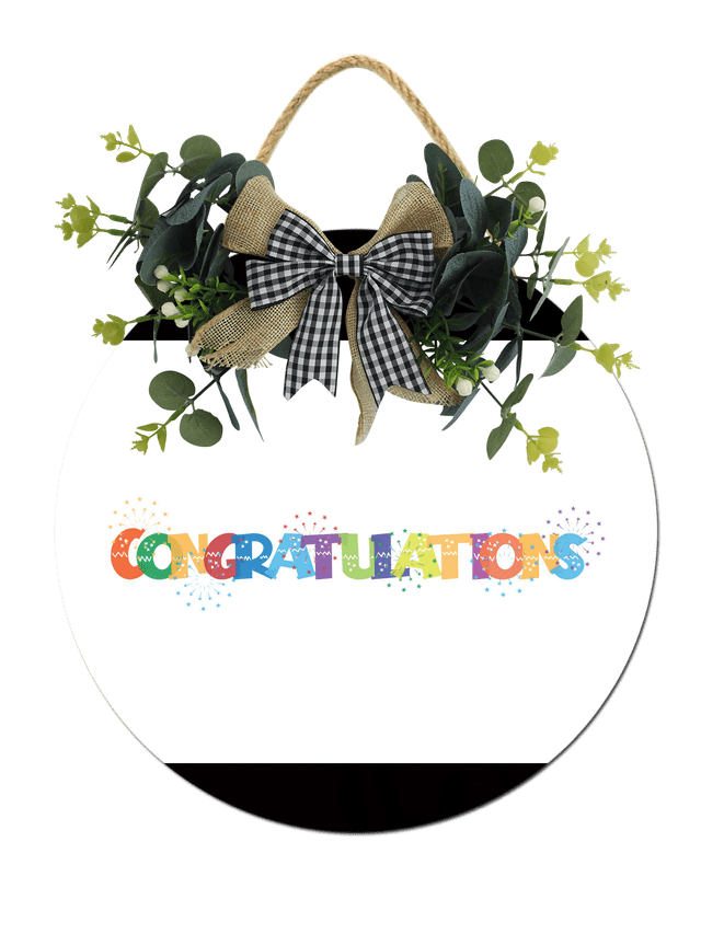 Congratulations Wreath Sign for Front Door,Horizontal Round Door ...