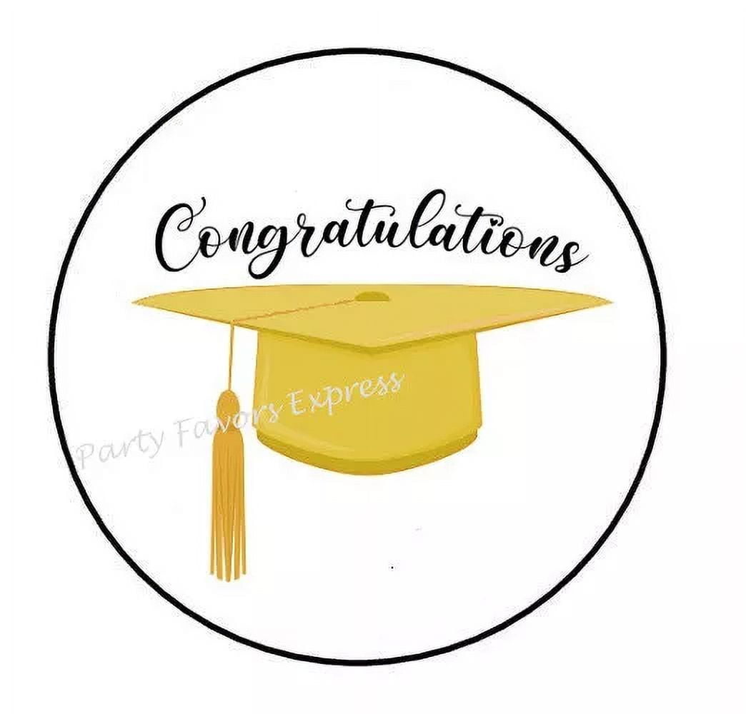 Congratulations Yellow Grad Hat Stickers Party Favors Phone Decal Water ...
