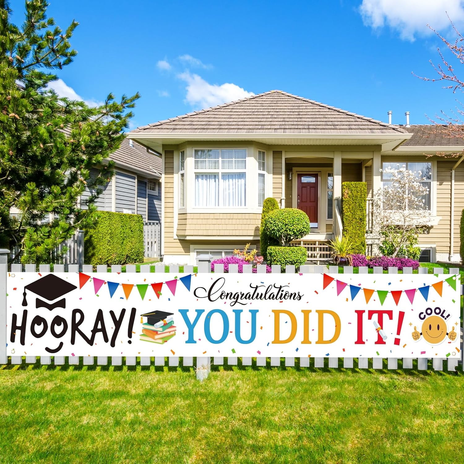 Congratulations You Did It Yard Banner, Large Congrats Grad Yard Sign ...