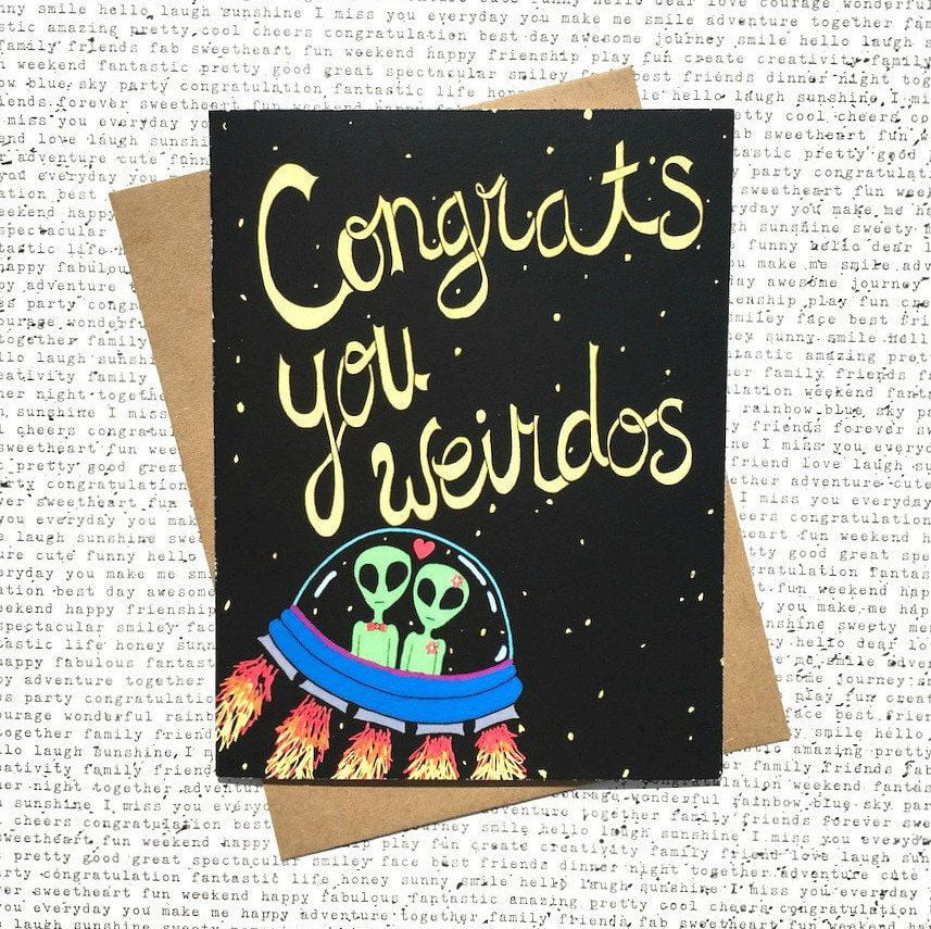 Congratulations You Weirdos Greeting Card – Fun and Quirky Alien Theme ...