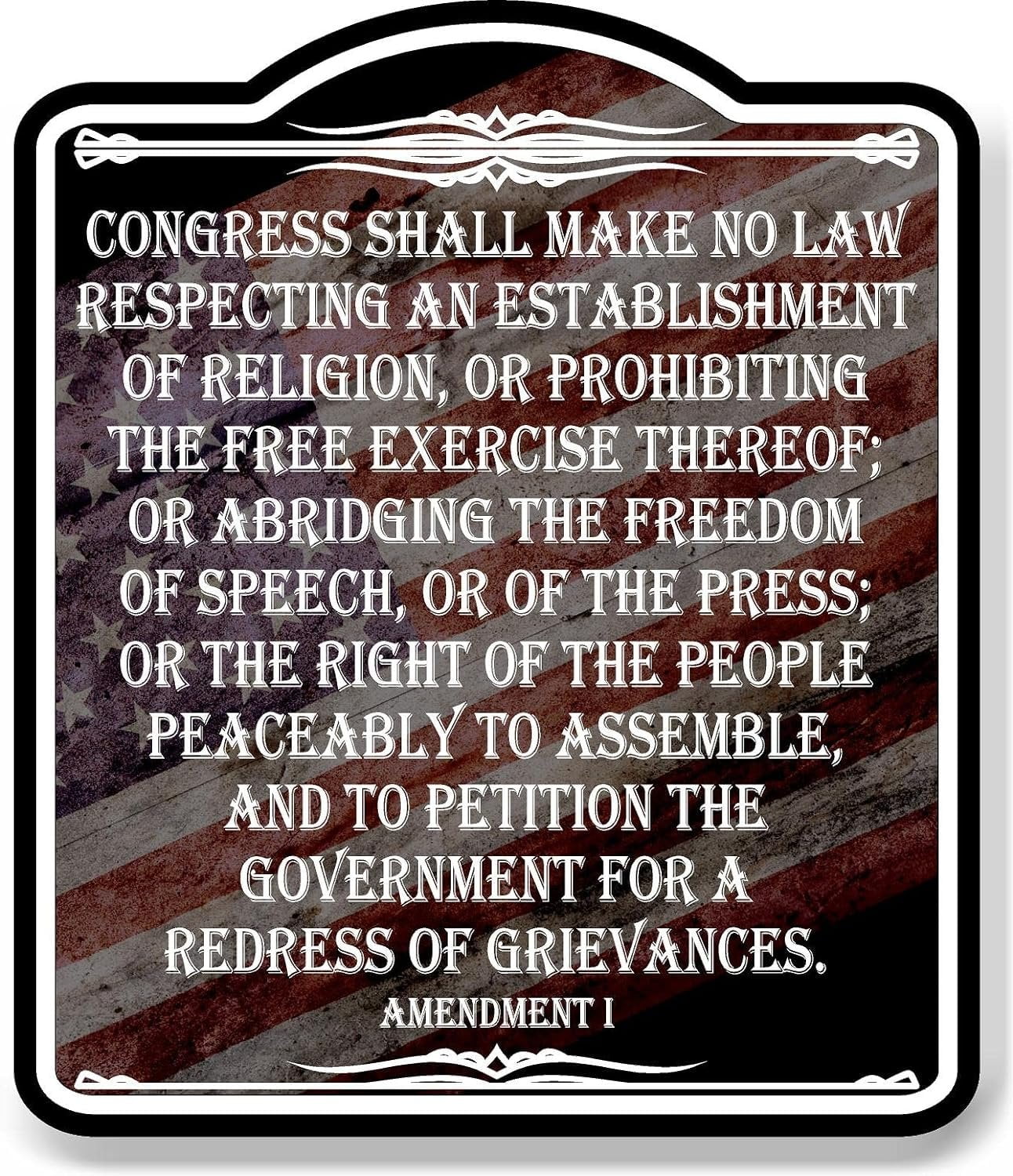 Congress Shall Make No Law First Amendment Flag BLACK Aluminum ...