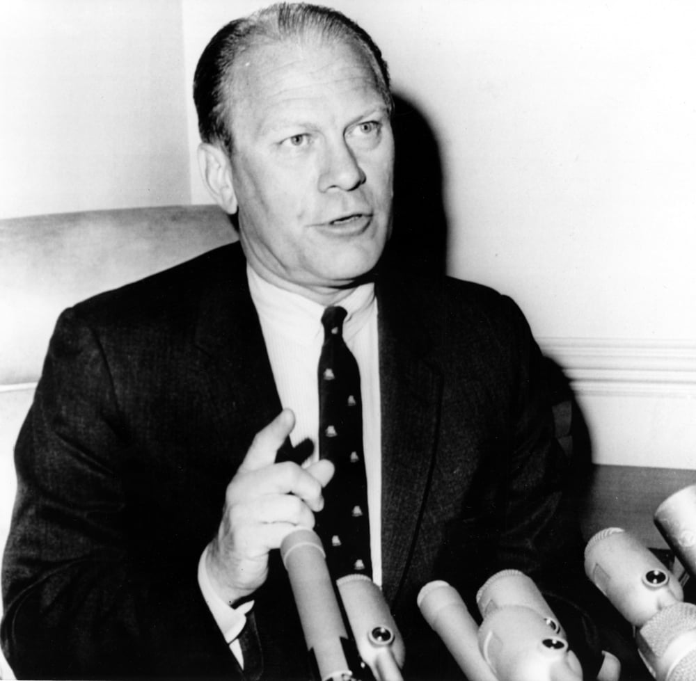 Congressman Gerld R. Ford At A Press Conference Defending The U.S ...