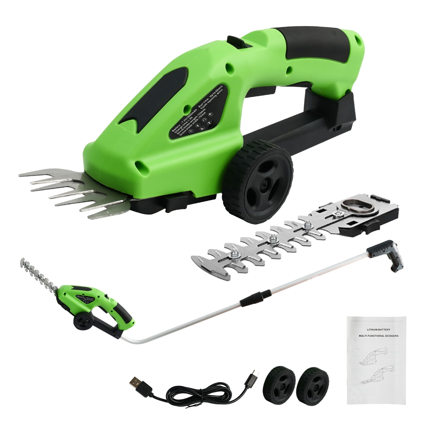 Conhome Hedge Trimmer Cordless with Extension Handle, 7.2V Battery ...