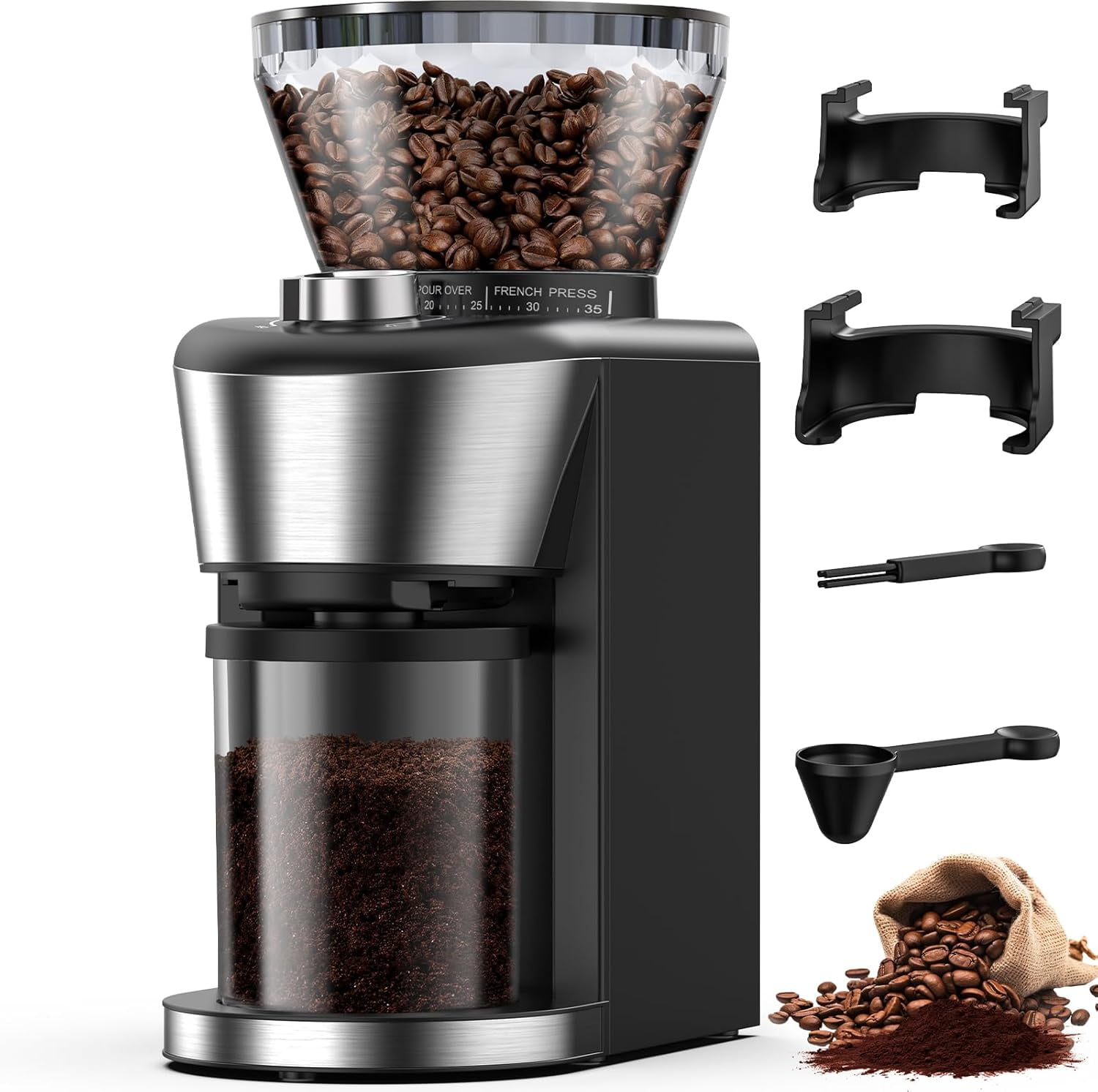 Conical Burr Coffee Grinder, Burr Grinder with 35-Position for 2-12 Cup ...