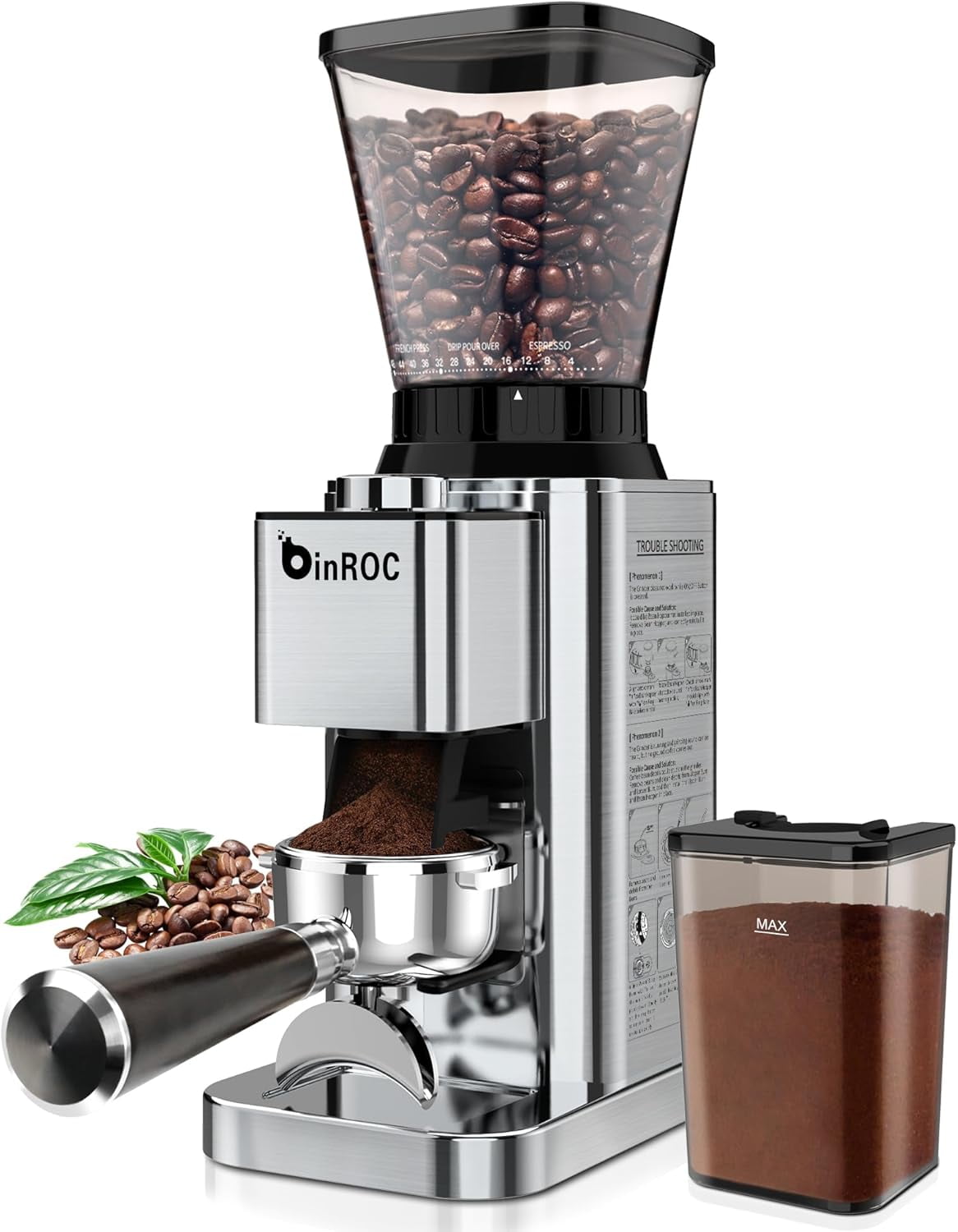 Conical Burr Coffee Grinder Electric, Espresso Coffee Bean Grinder Home ...