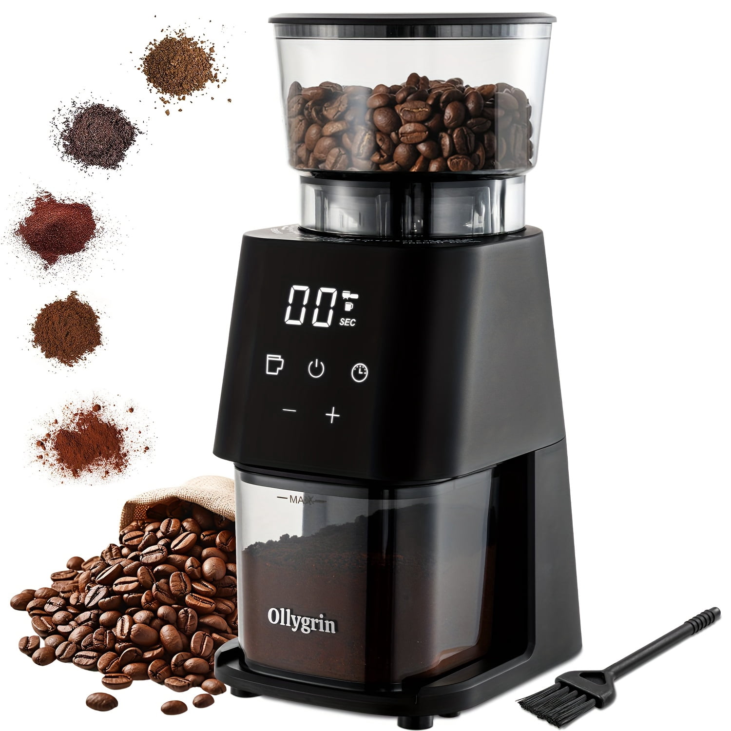 Conical Burr Coffee Grinder with Touch Panel, Adjustable Coffee Bean ...