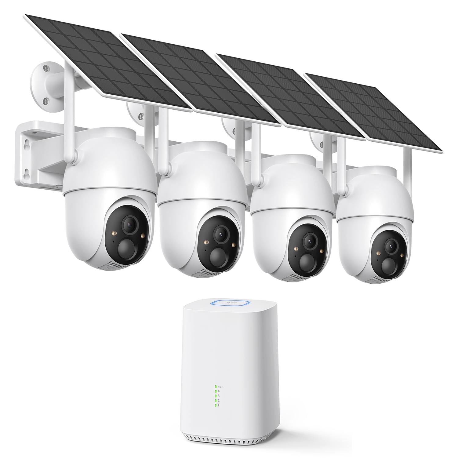 Conico 4-Pack Wireless Outdoor Security Camera System, 2K PTZ Solar ...