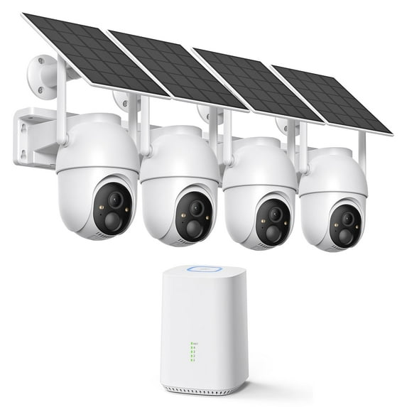 Conico 4-Pack Wireless Outdoor Security Camera System, 2K PTZ Solar ...