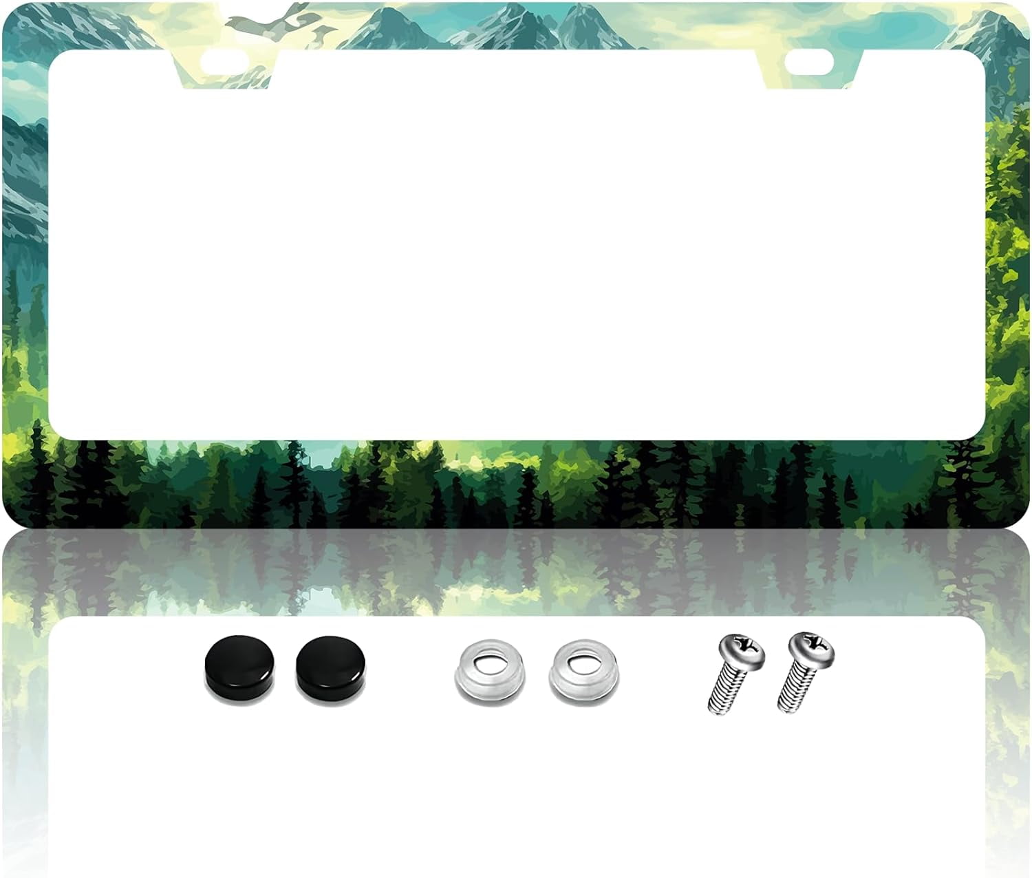 Coniferous Forest Mountain License Plate Frame,Watercolor License Plate ...