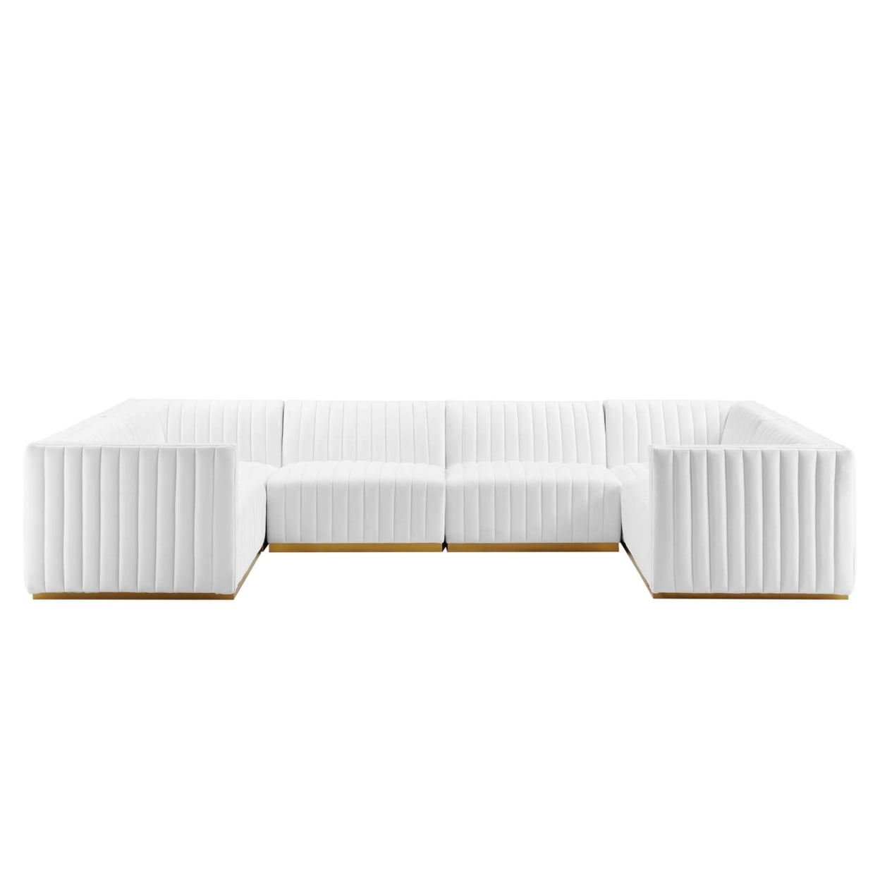 Conjure Channel Tufted Performance Velvet 6-Piece U-Shaped Sectional ...