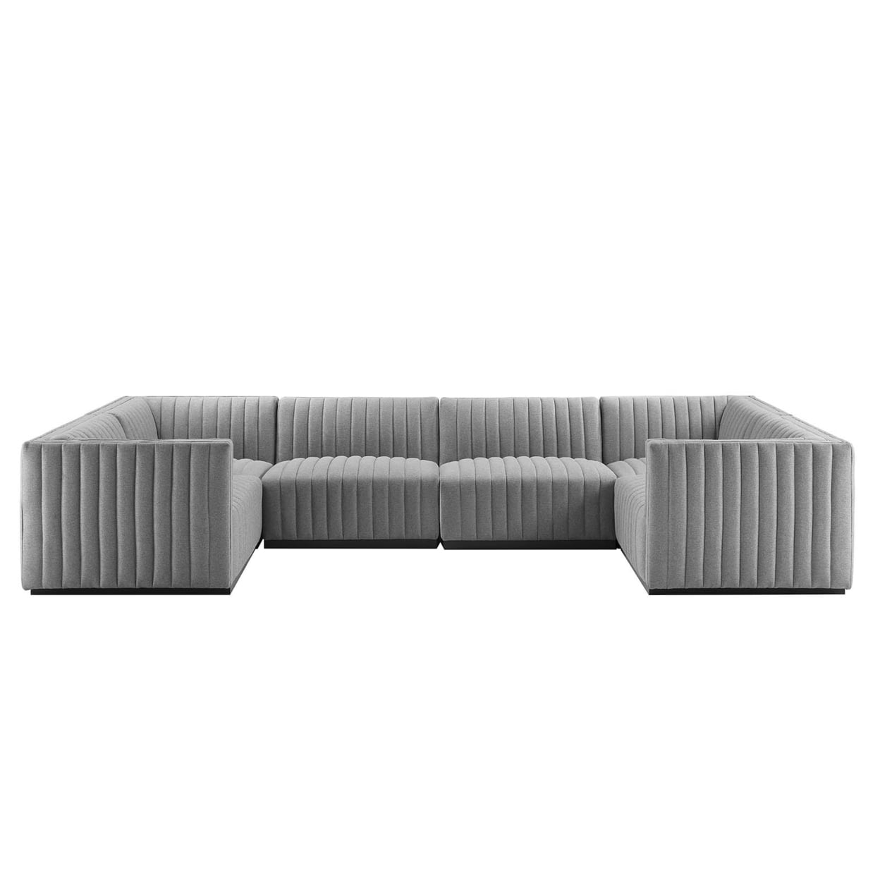 Conjure Channel Tufted Upholstered Fabric 6-Piece U-Shaped Sectional ...