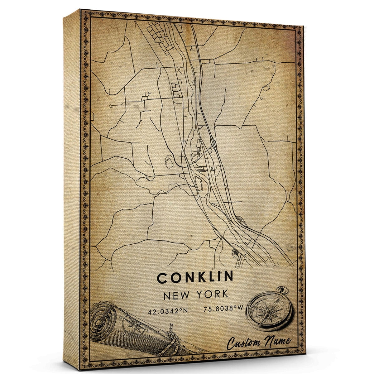Conklin Map Poster, New York Map Art Poster, Canvas, Conklin Map City ...