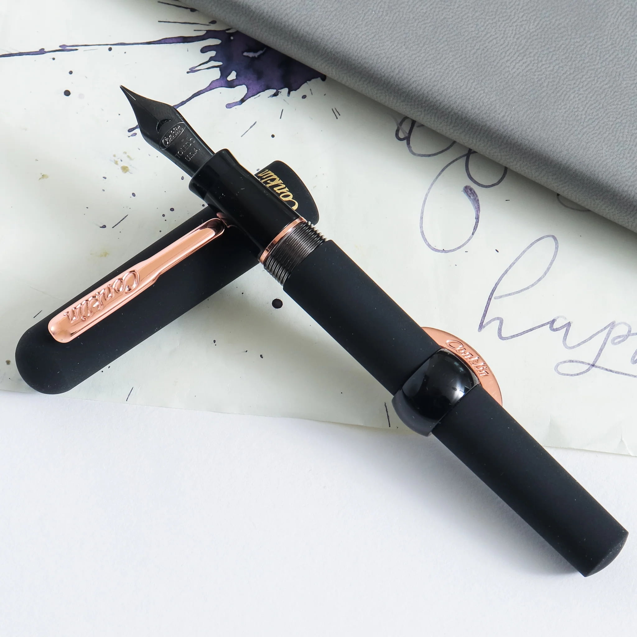 Conklin Mark Twain Crescent Filler Superblack Rose Gold Fountain Pen ...