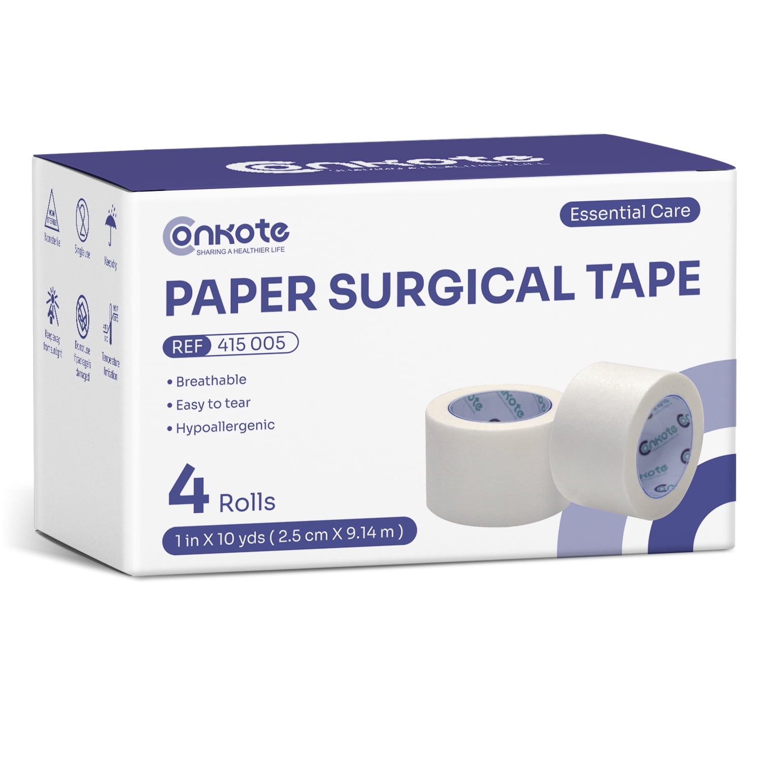 Conkote Paper Surgical Tape 4 Rolls, 1" x 10 Yards Medical Paper Tape ...