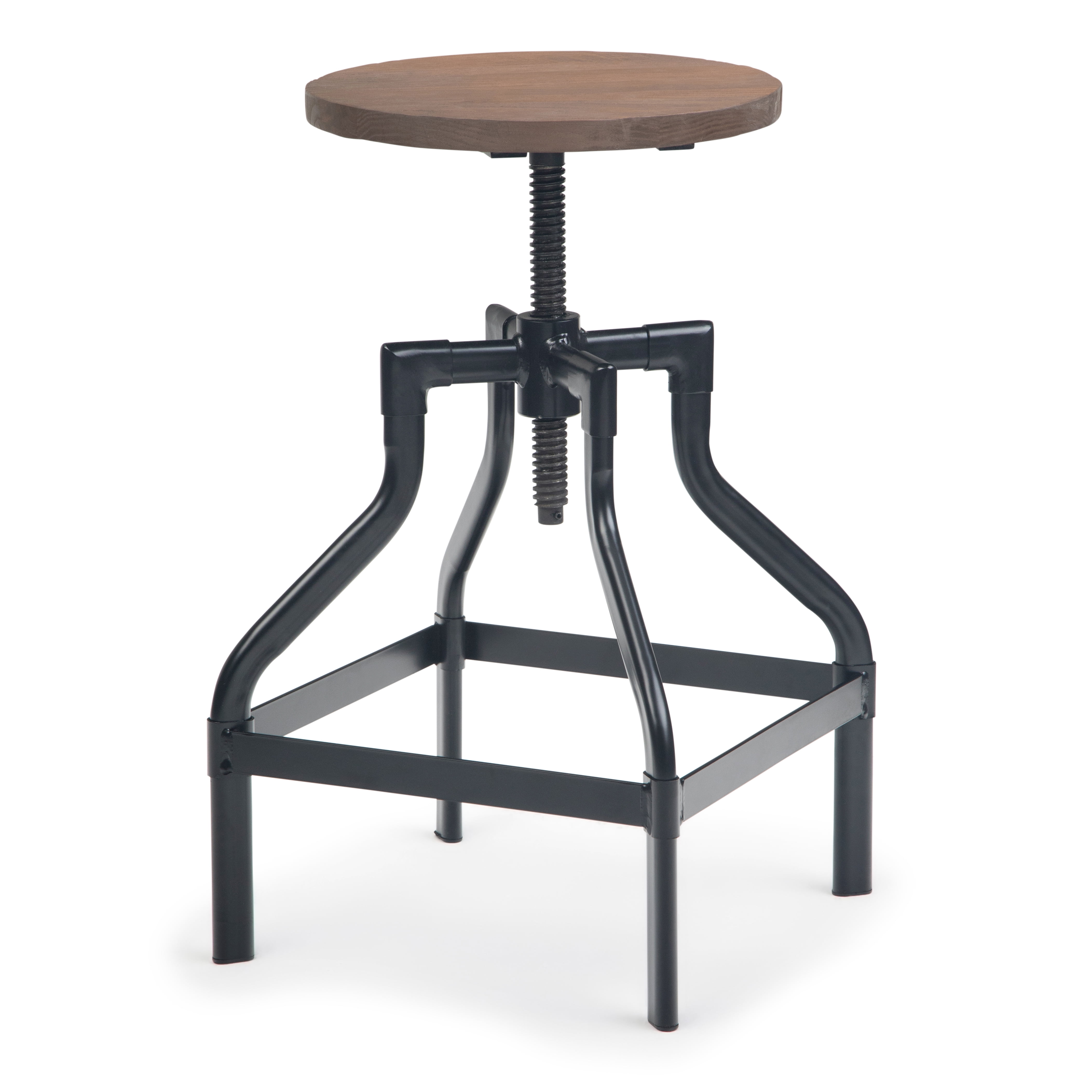 Conley Industrial Metal 24 inch Counter Stool with Wood in Cocoa Brown ...