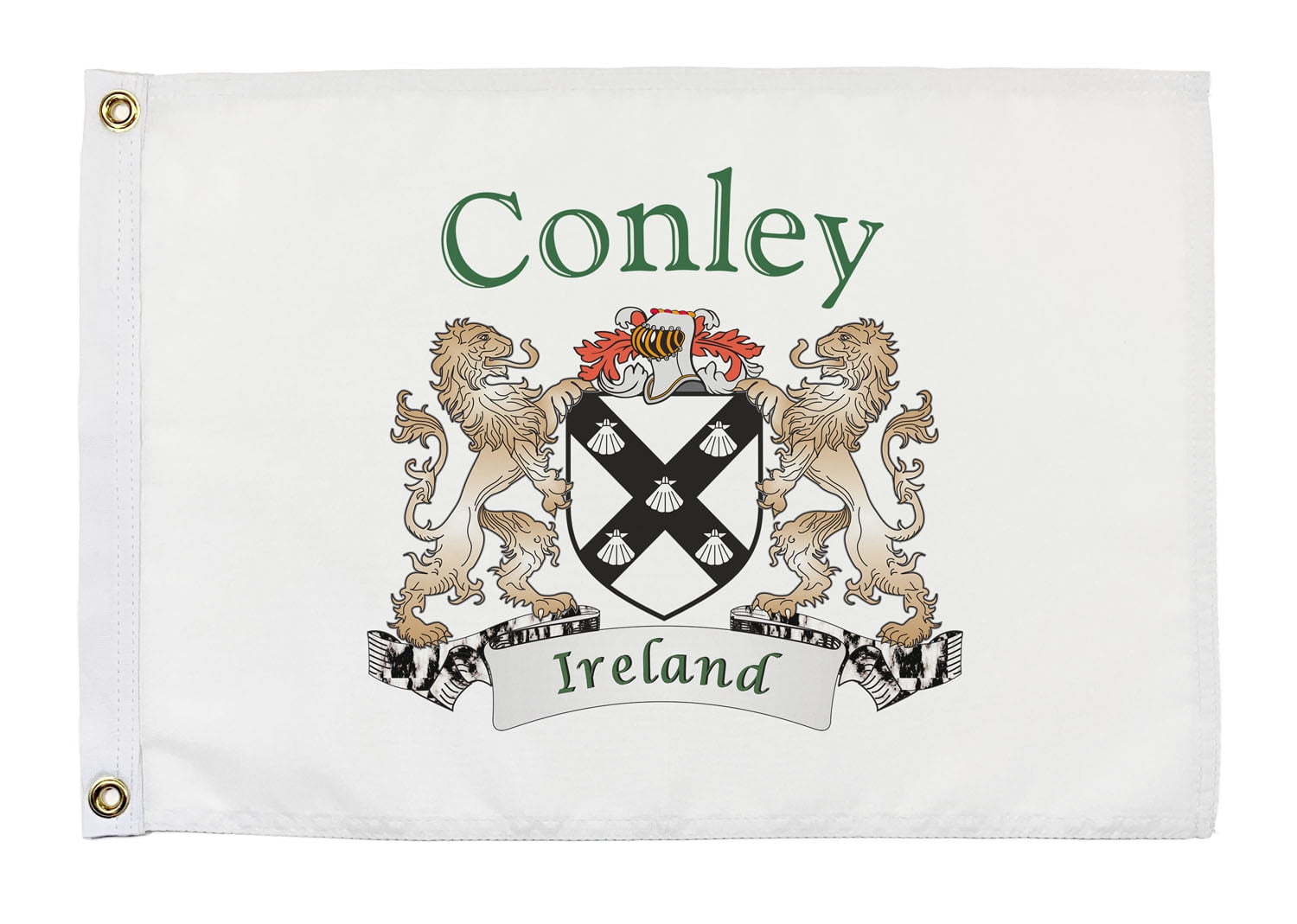 Conley Irish Coat of Arms Small White Flag - 16"x10.5" inches - Walmart.com