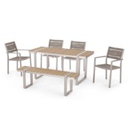MF Studio 7-Piece Outdoor Patio Dining Set with 6 Aluminum Textilene ...