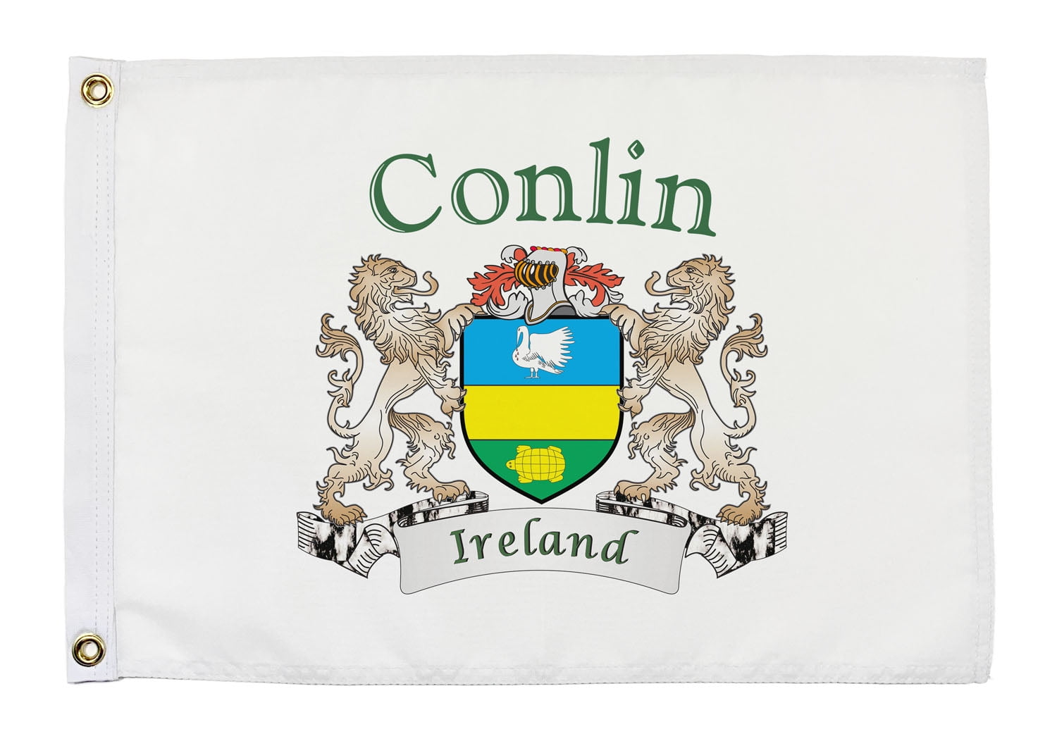 Conlin Irish Coat of Arms Small White Flag - 16"x10.5" inches - Walmart.com