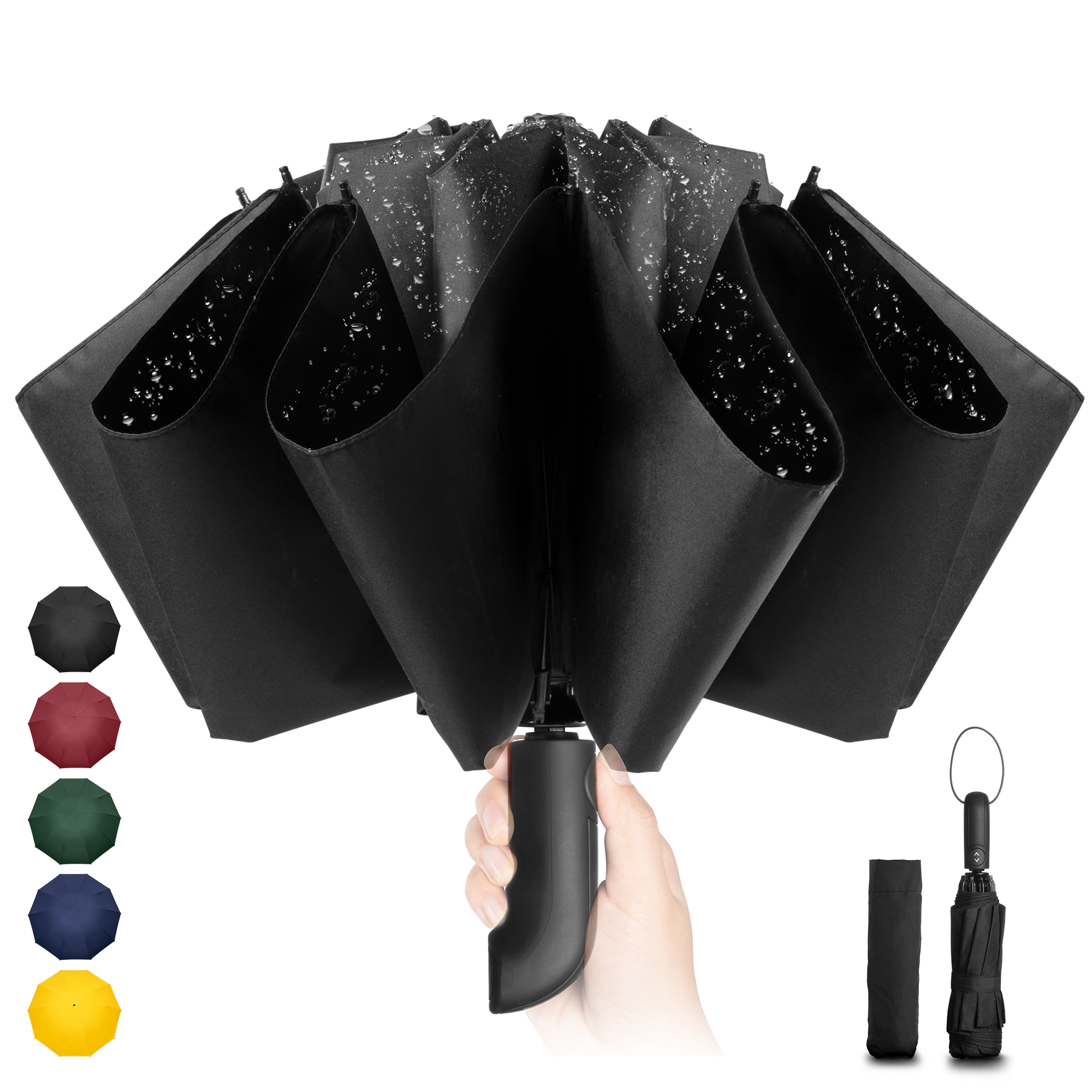 Inverted Adult Unisex Umbrella Windproof with C-shaped Hands B11845-1 ...
