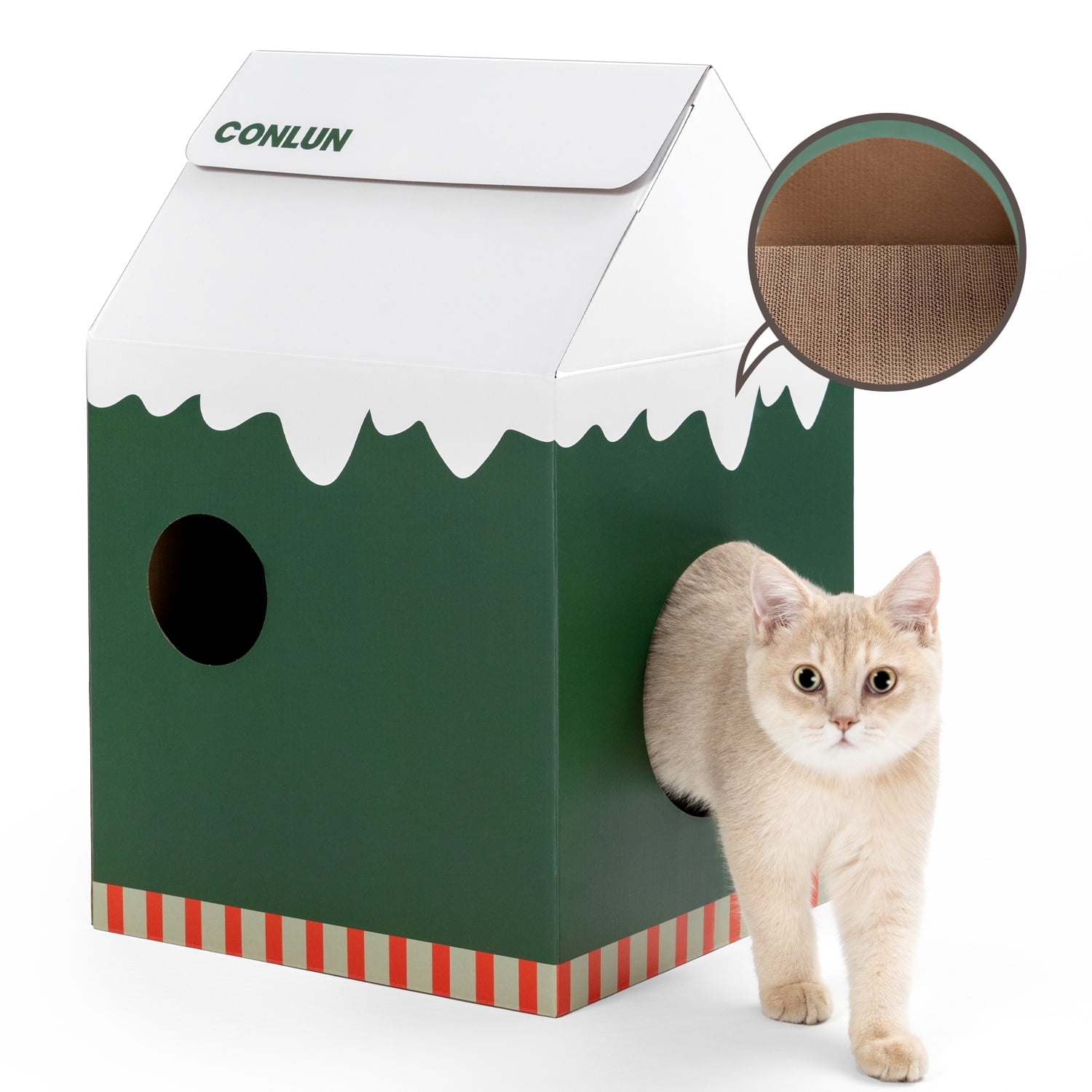 Conlun Cardboard Cat Scratcher House with Cat Scratch Pad&Catnip,Quick ...