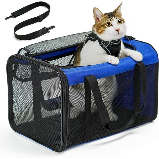 Conlun Cat Carrier,Soft-Sided Cat Carriers with 4-Sided Mesh,Airline ...