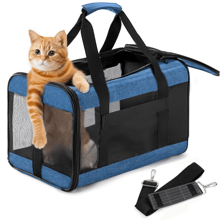 Conlun Cat Carrier, Soft-Sided Foldable Large Pet Carrier with Safety ...