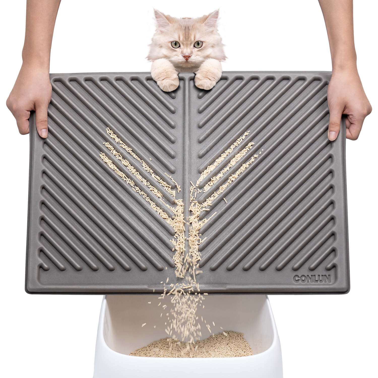 "Conlun Large Washable Cat Litter Mat, 22""x16"", Arched Design, Easy ...
