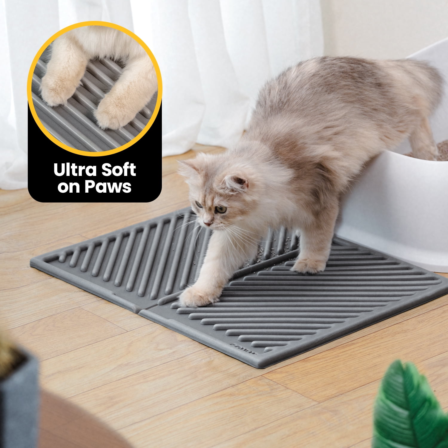 "Conlun Large Washable Cat Litter Mat, 22""x16"", Arched Design, Easy ...