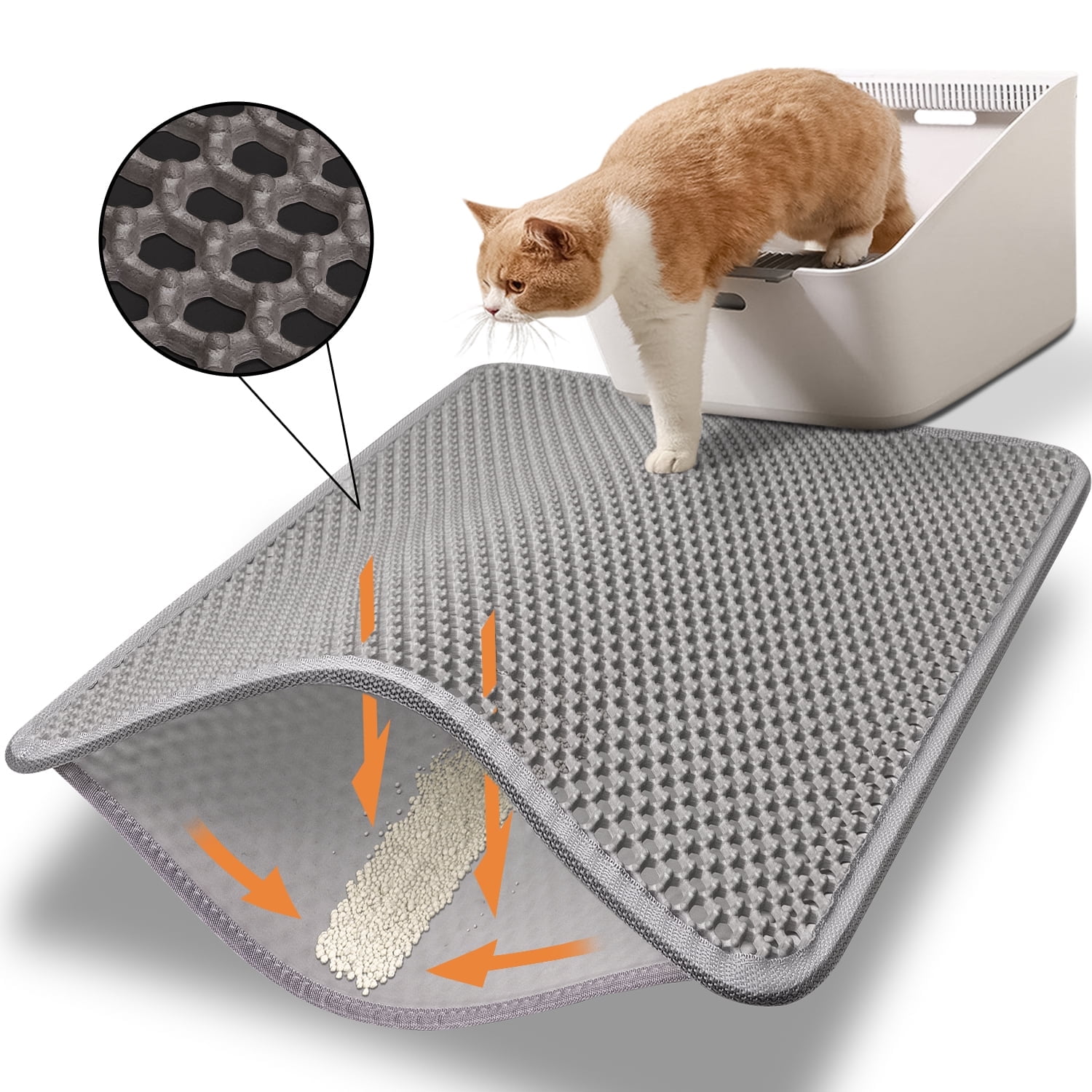 "Conlun Large Washable Cat Litter Mat - 23""x17"", Honeycomb, Urine ...