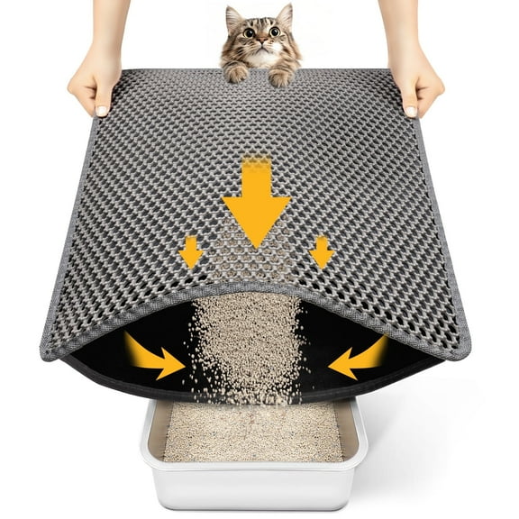 Cat Litter Mat, Double Layer Honeycomb Waterproof Urine Proof Non-Slip ...