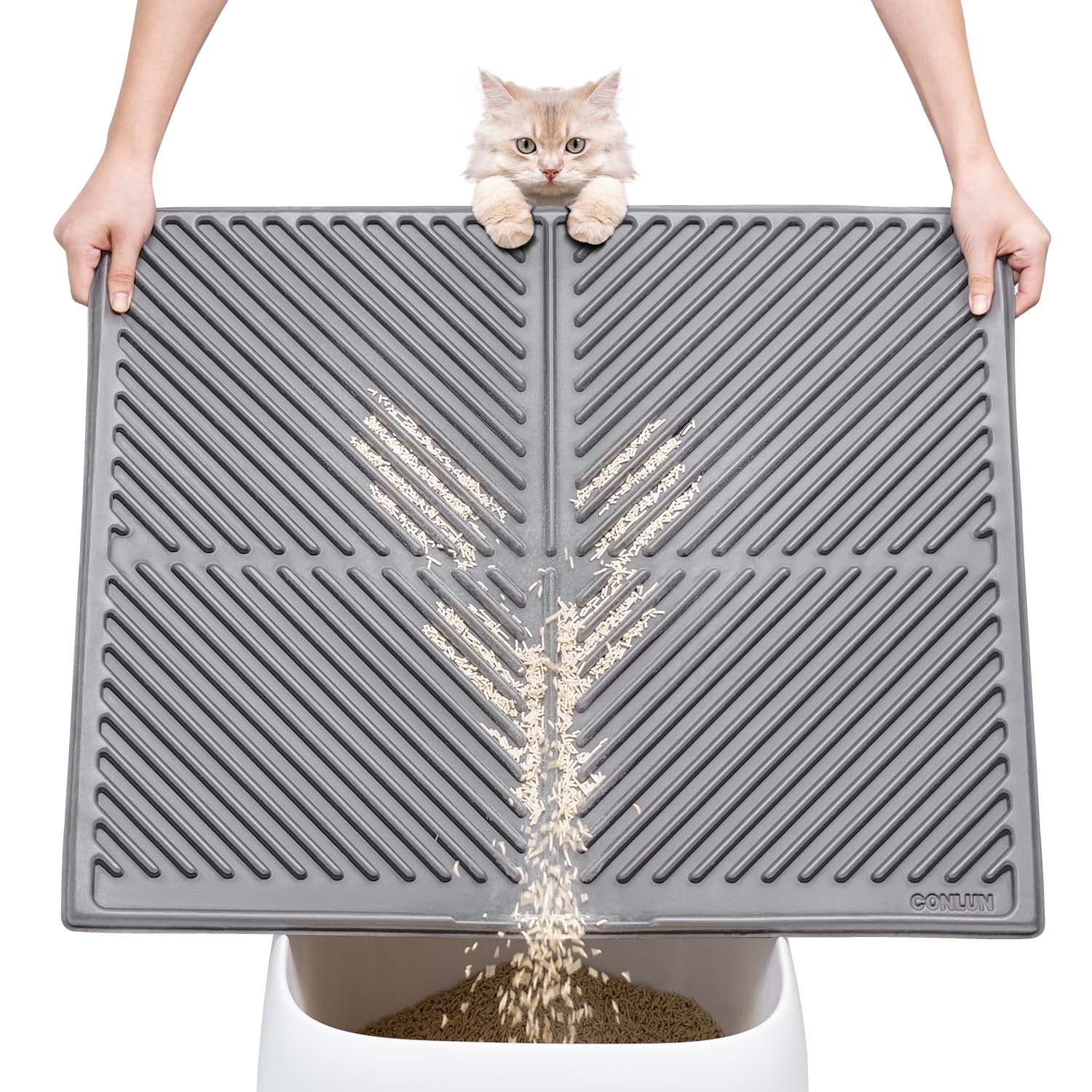 "Conlun Extra Large Washable Cat Litter Mat-30""x24"" Arched Crossbar ...