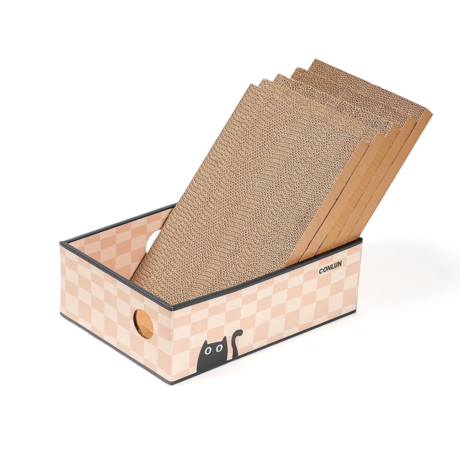 Conlun Cat Scratcher Box with Cat Scratching Pad,Double-Sided Cardboard ...