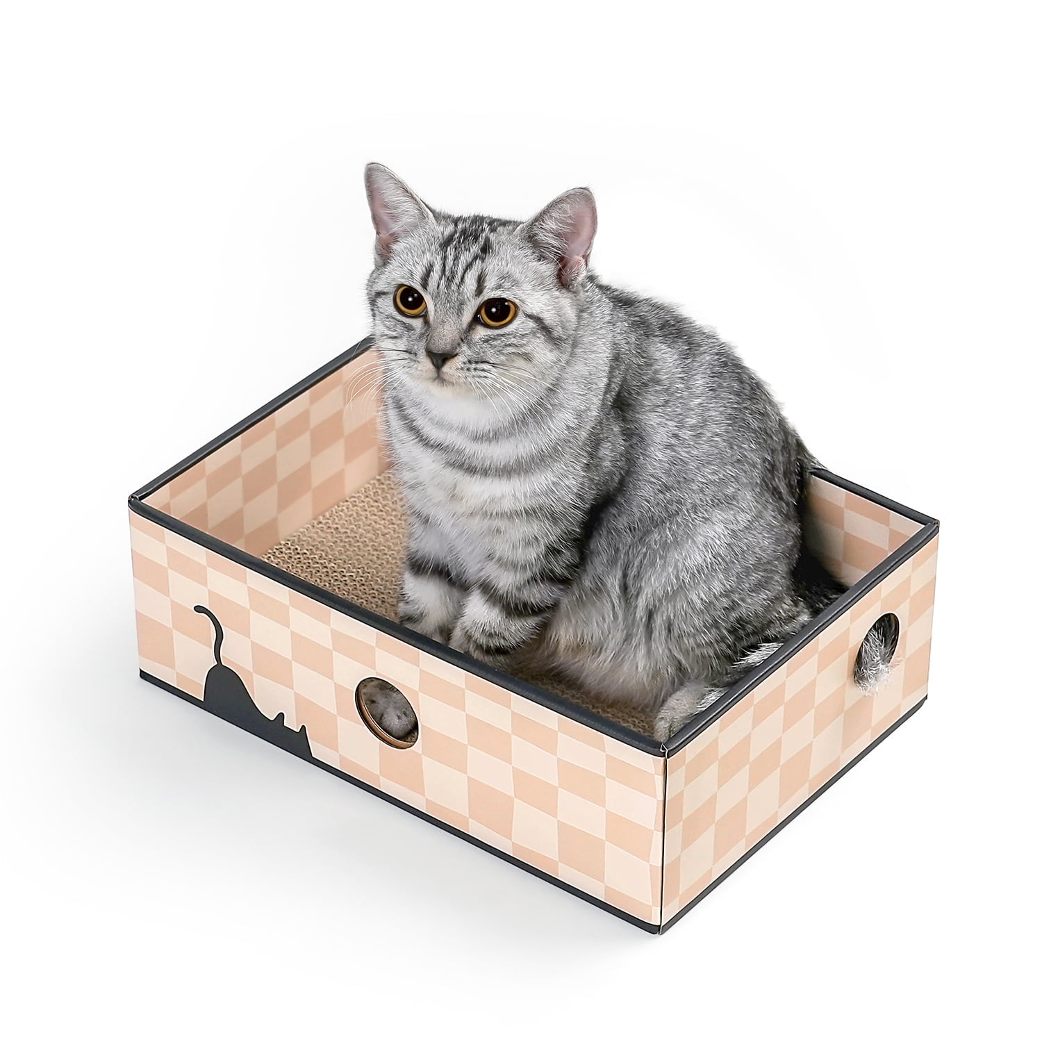 Conlun Cat Scratcher Box with Cat Scratching Pad,Double-Sided Cardboard ...