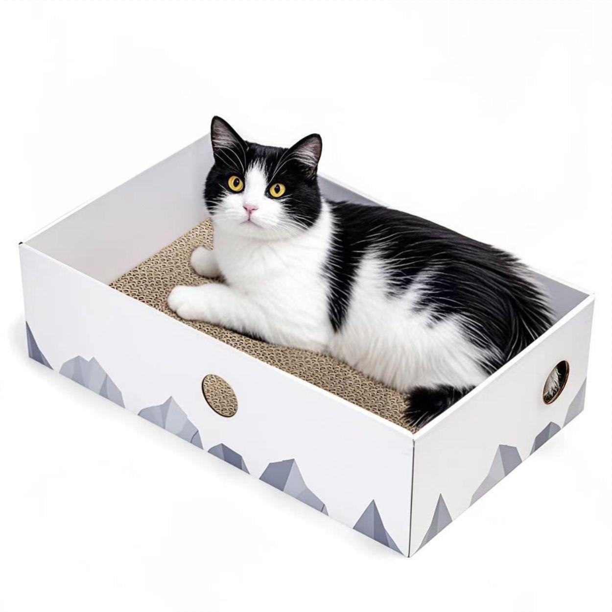 Conlun Cat Scratcher Box with Cat Scratching Pad,Double-Sided Cardboard ...