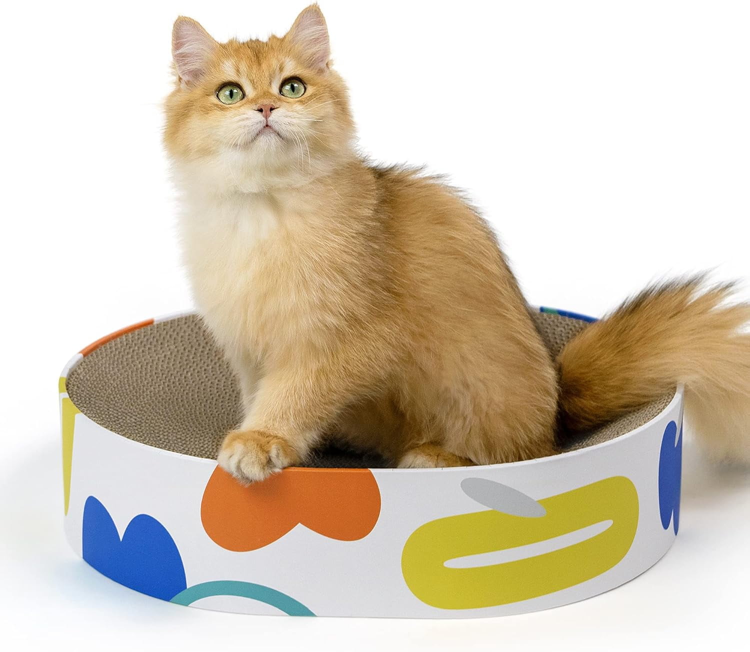 Conlun Cat Scratcher Cardboard,2 in 1 Oval Cat Scratch Pad Bowl Nest ...