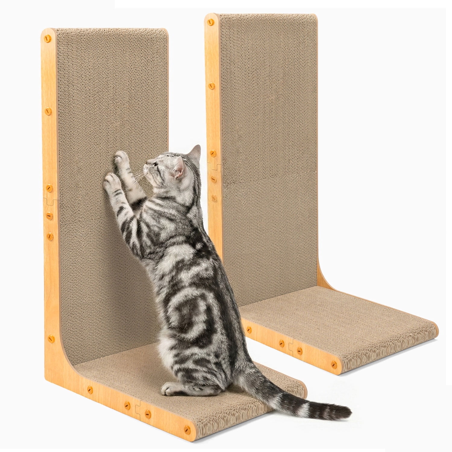 Conlun Cat Scratcher Cardboard,2Pack Jumbo L-Shape Scratch Pad,Vertical ...