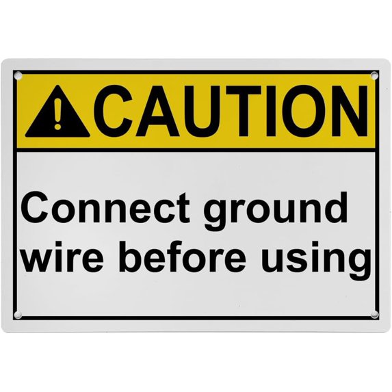 Connect Ground Wire Before Use Sign, Industrial Shock Hazard Sign 8"x12 ...