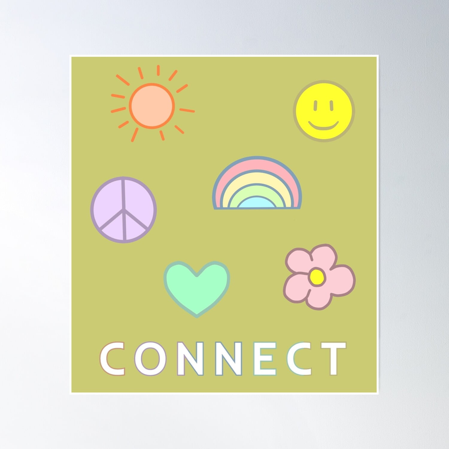 Connect Sticker Pack - Smile, Sun, Rainbow, Heart, Flower, Peace Poster ...