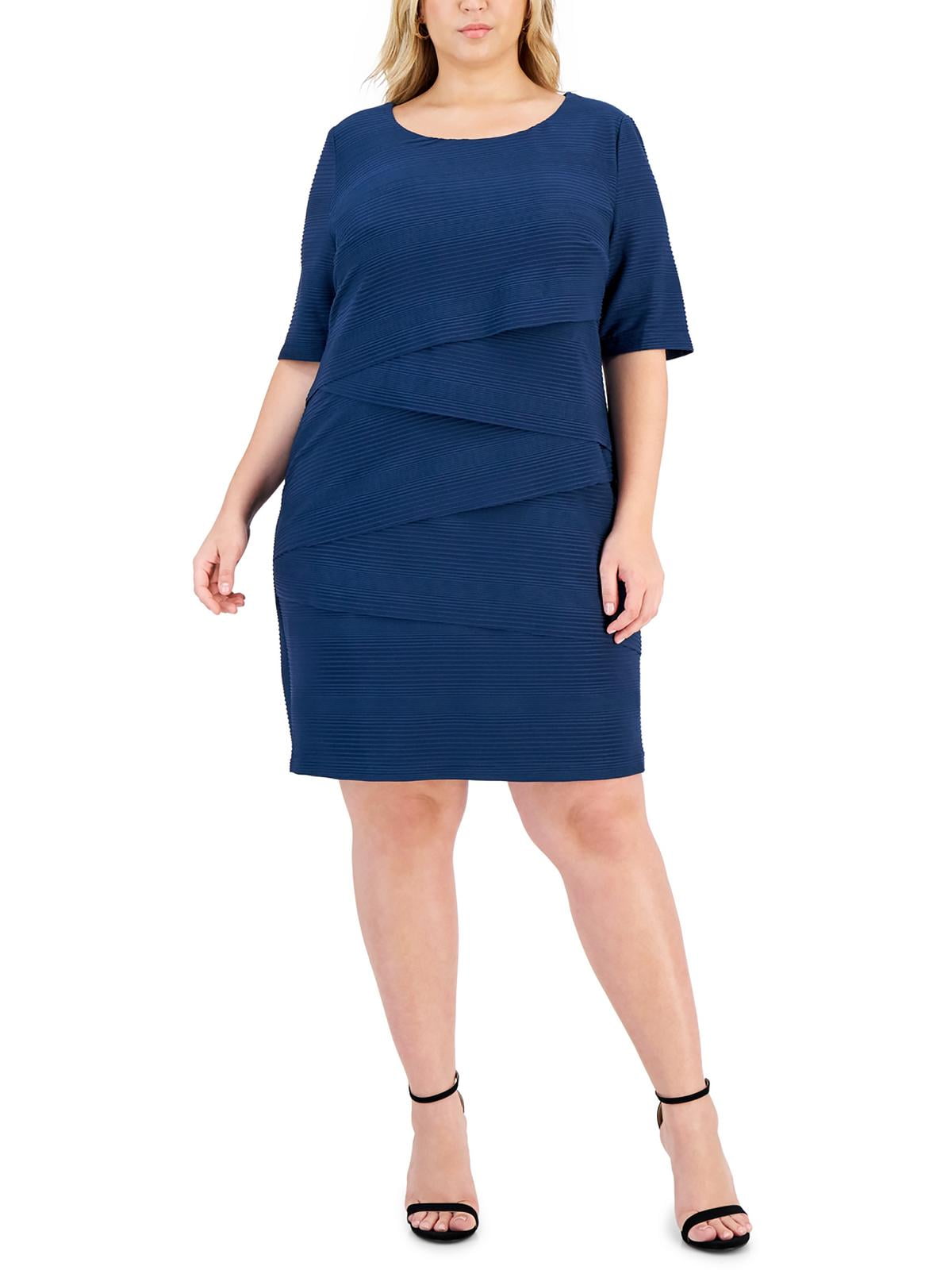 Connected Apparel Womens Plus Jersey Tiered Sheath Dress - Walmart.com