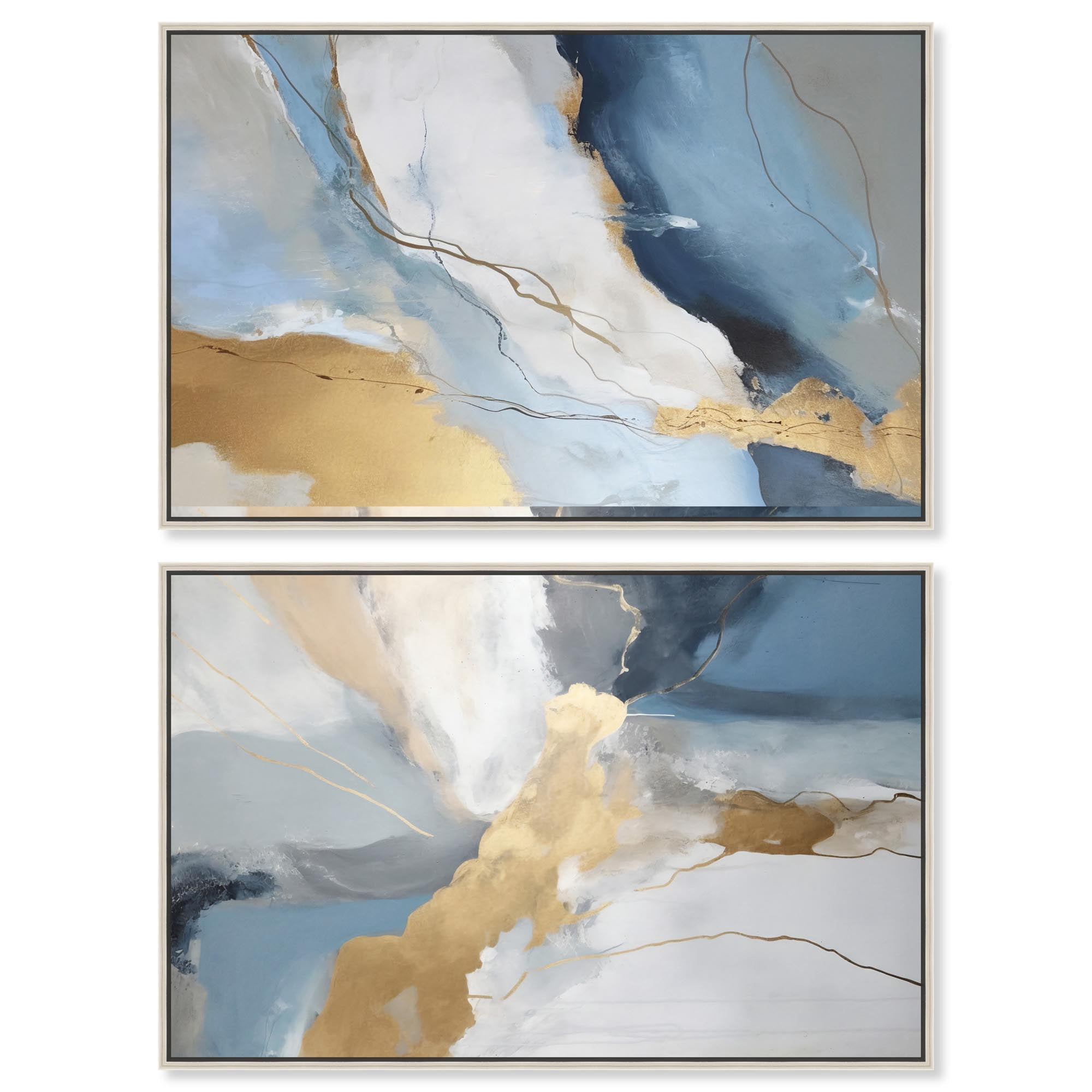 Connected Myst Set Canvas Set of 2 Green and Blue Art by Art Remedy ...