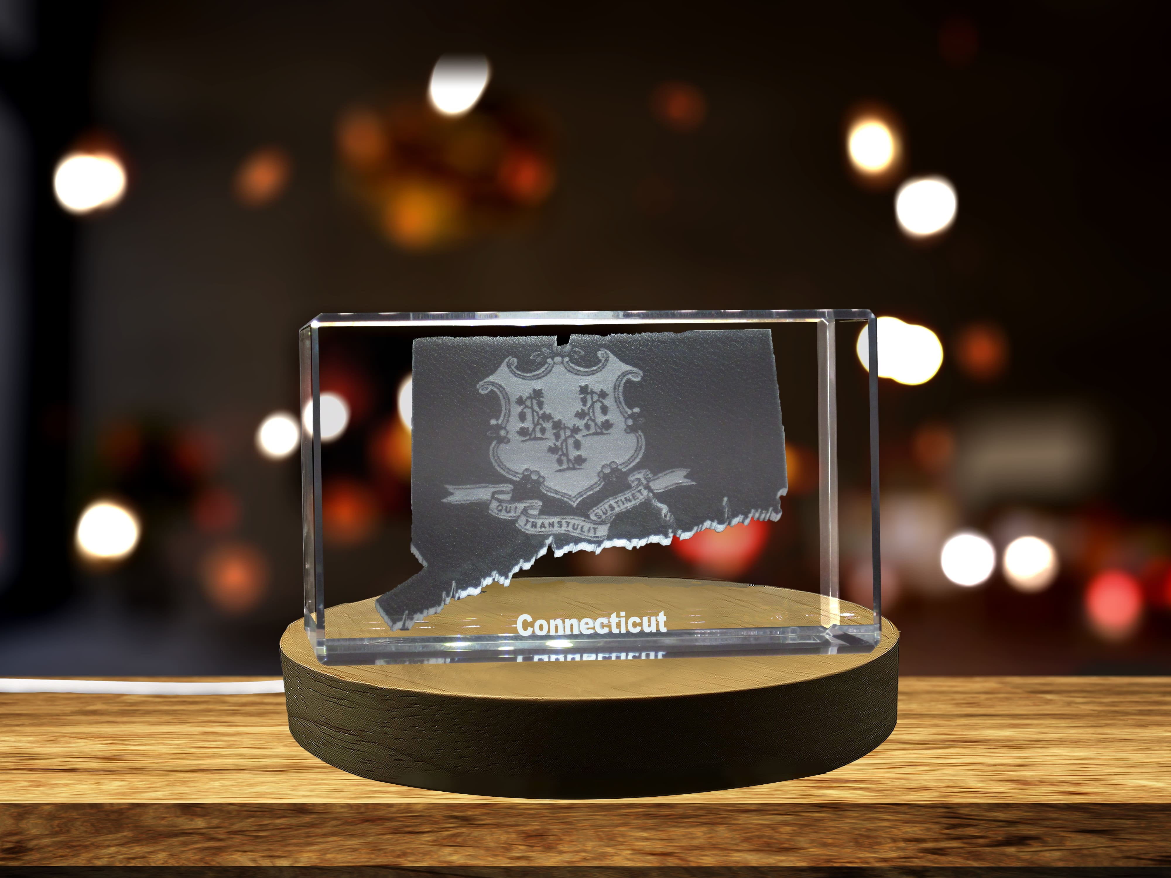 Connecticut 3D Engraved Crystal 3D Engraved Crystal Keepsake/Gift/Decor ...