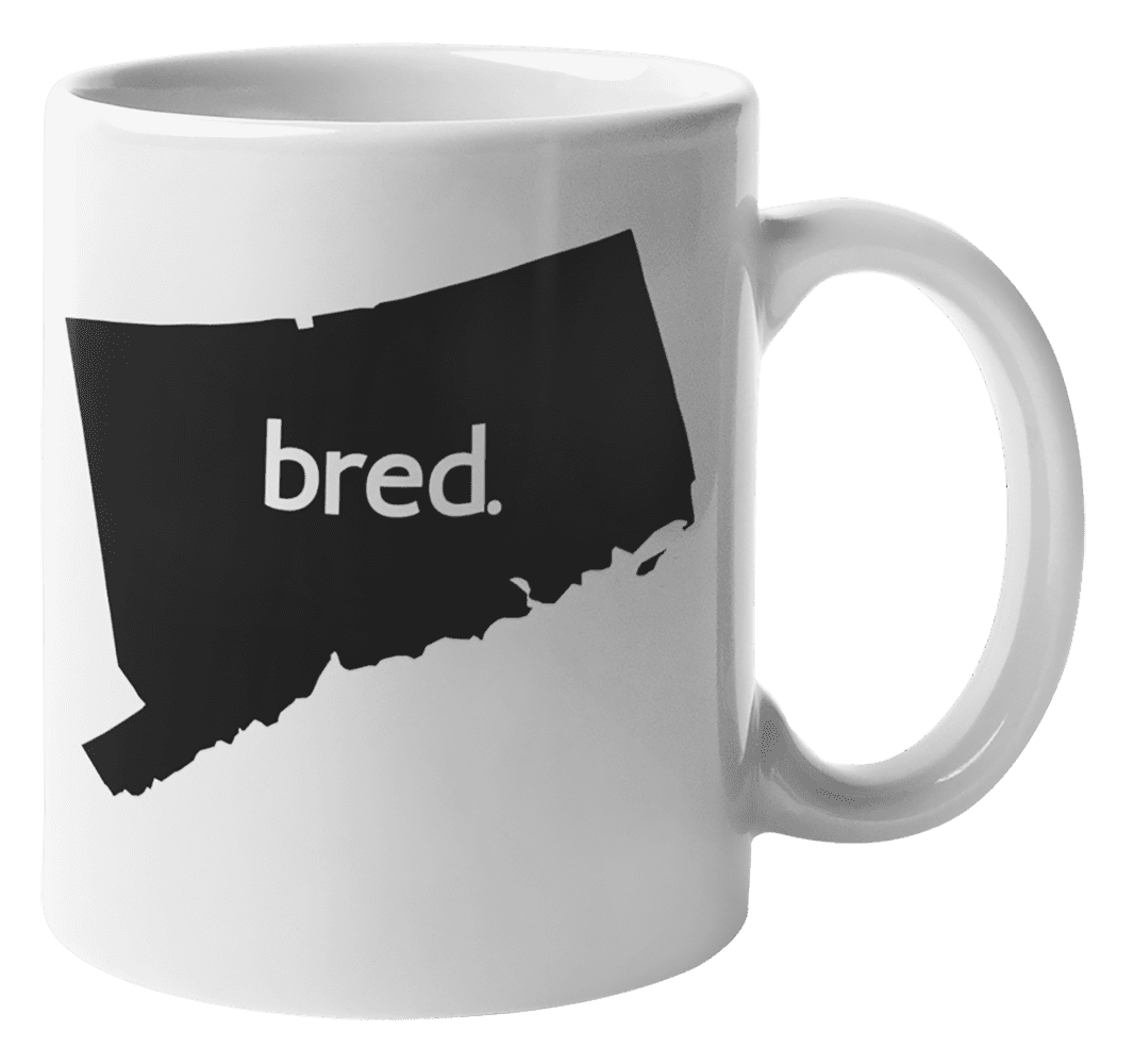 Connecticut Bred & CT USA State Map Outline, US Citizen Coffee & Tea ...