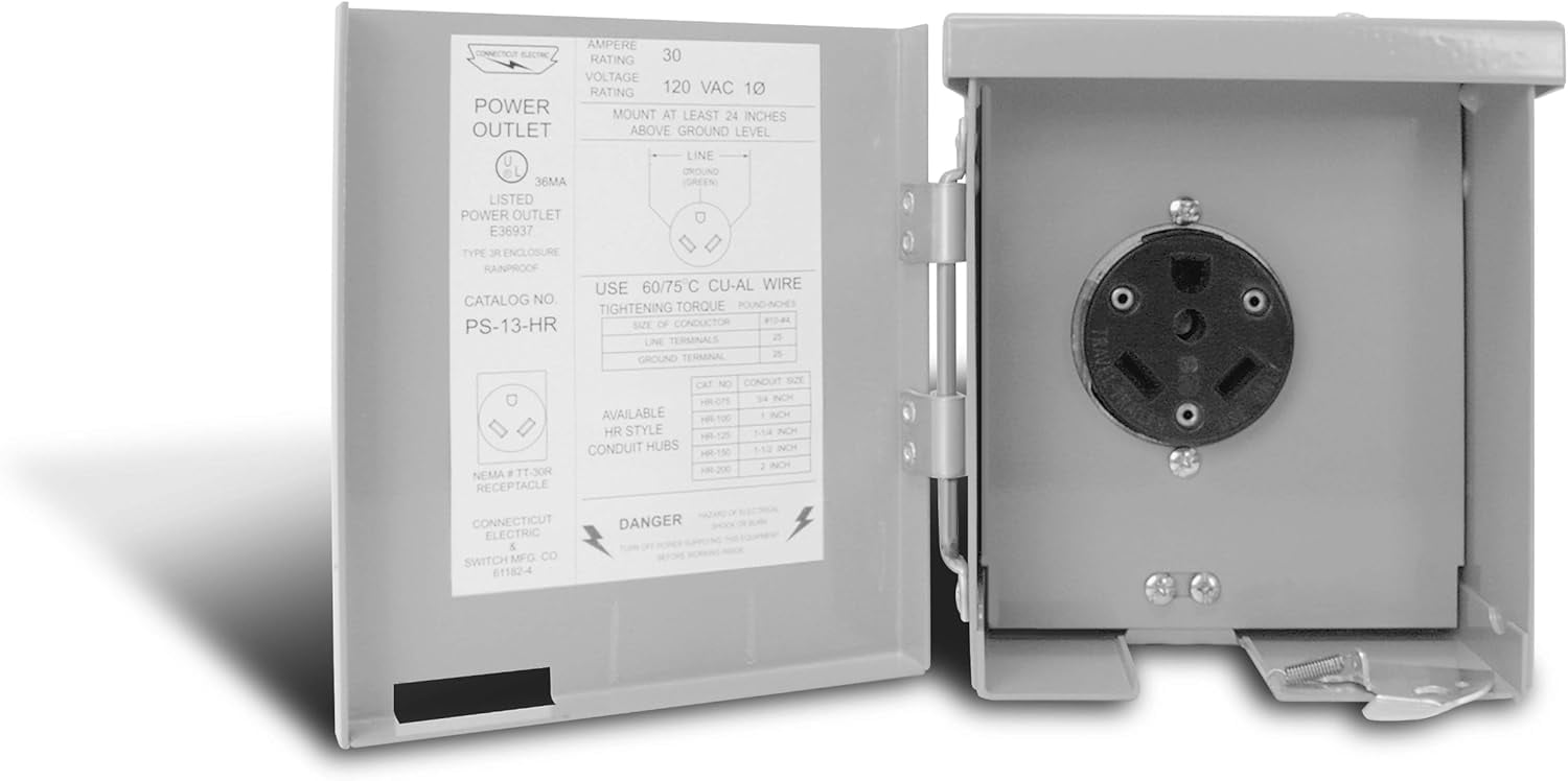 Connecticut CESMPS13HR Ps-13-Hr Weatherproof Power Outlet Panel, 120 V ...