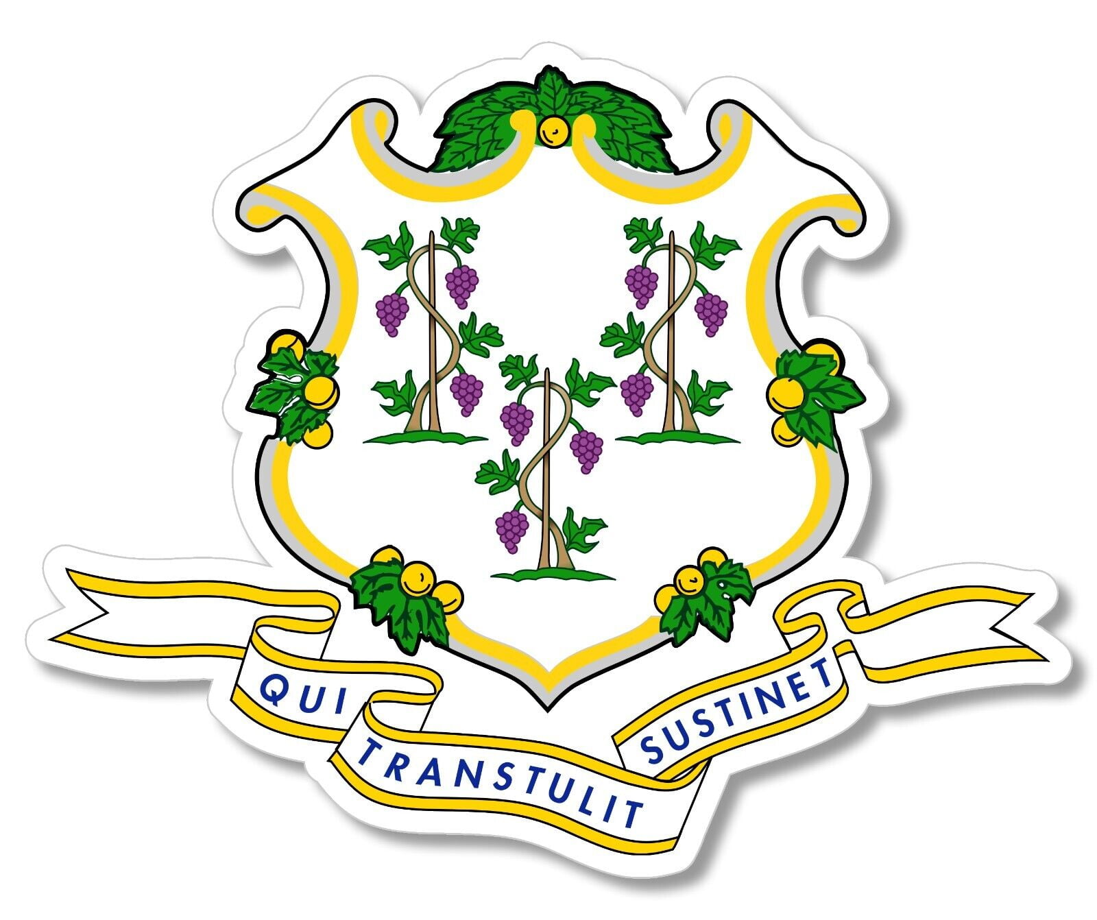Connecticut CT Coat of Arms Flag State Car Truck Window Bumper Sticker ...