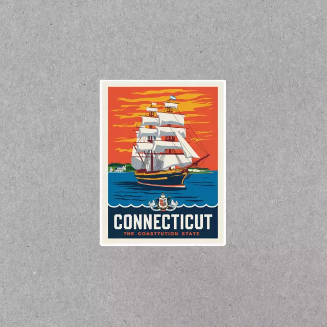 Connecticut The Constitution State Vintage Travel Sticker Stickerphone ...